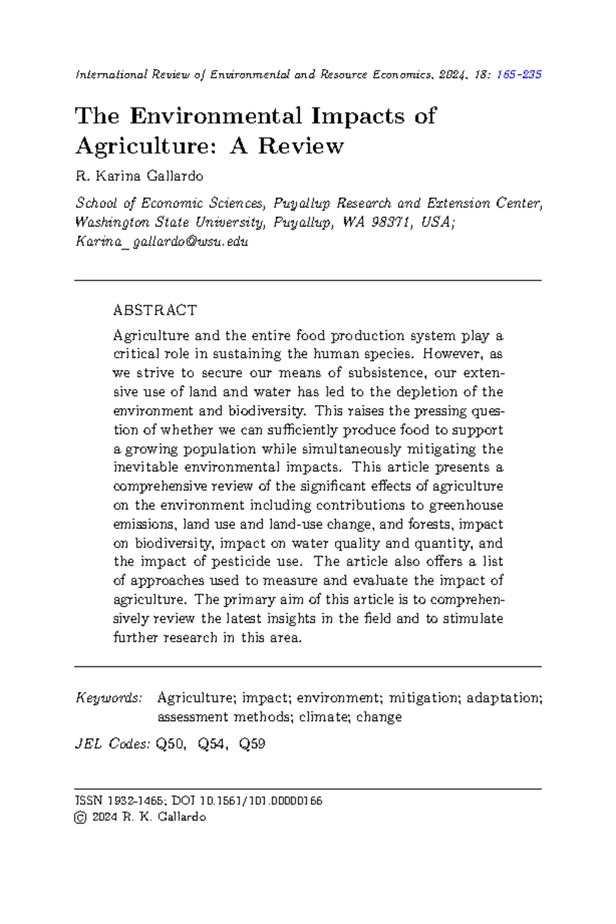 Environmental Impacts of Agriculture: A Comprehensive Review (2024 ...