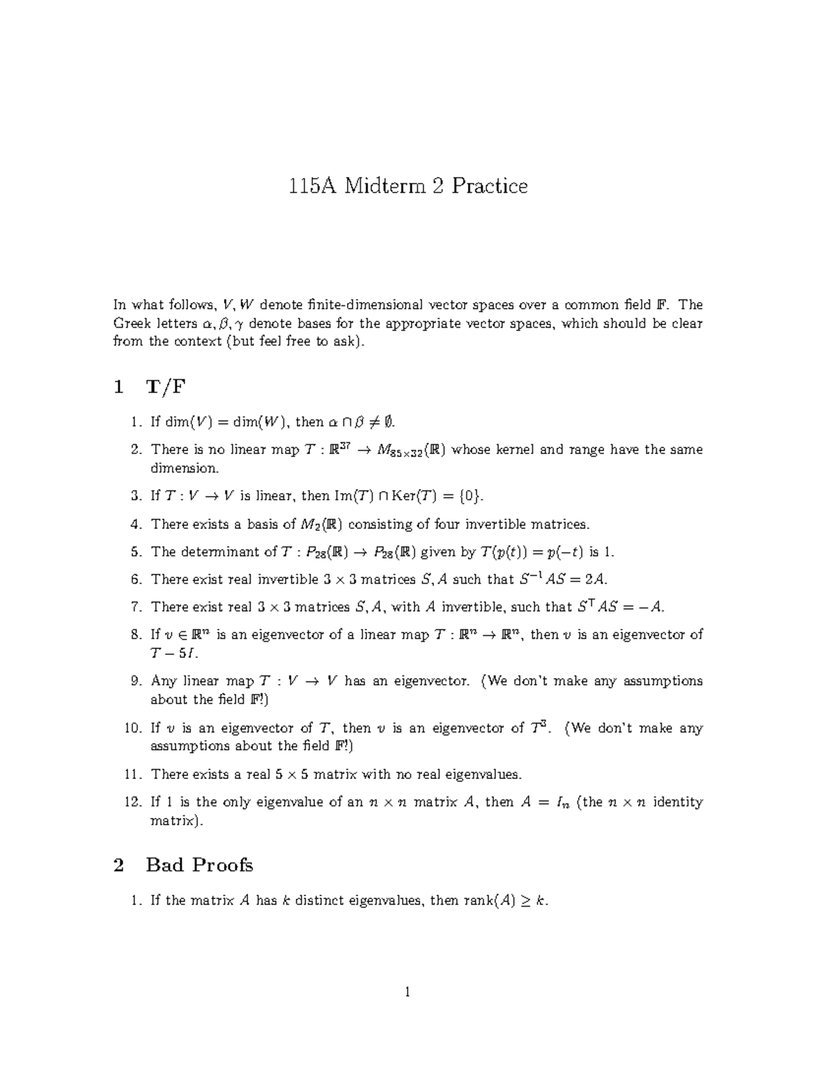 115A Midterm 2 practice questions and solutions - Studocu