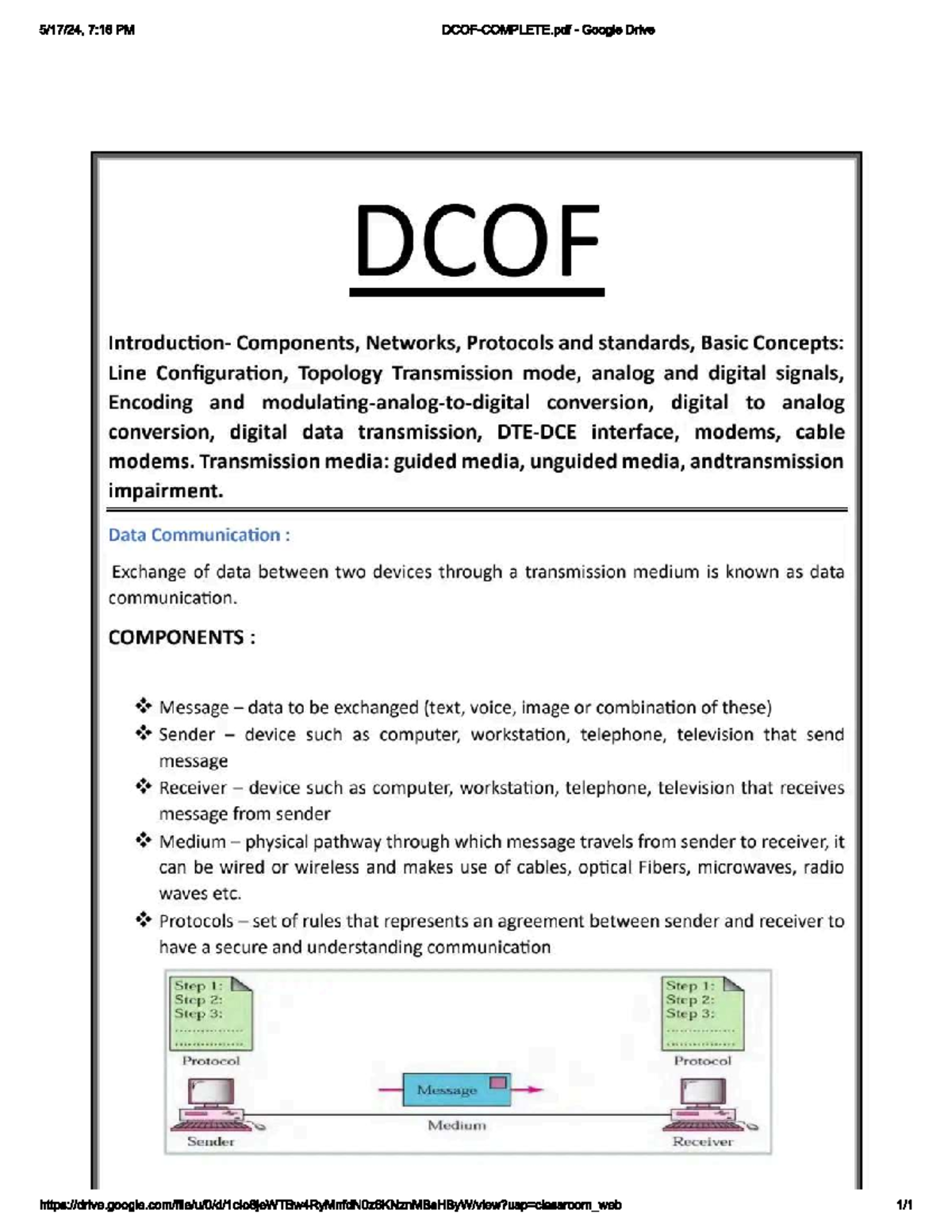 DCOF Components & Protocols: A Comprehensive Overview Notes - Studocu