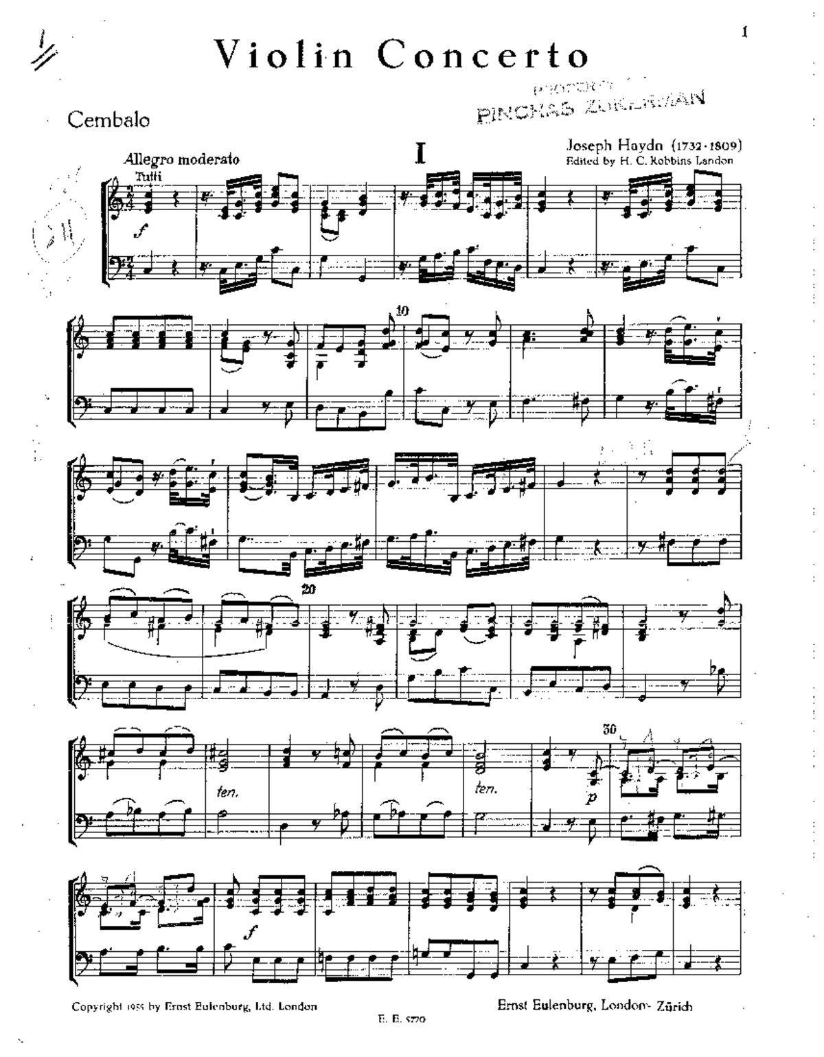 PZ 1 Violin Concerto in C by Haydn - Cembalo Edition - Studocu