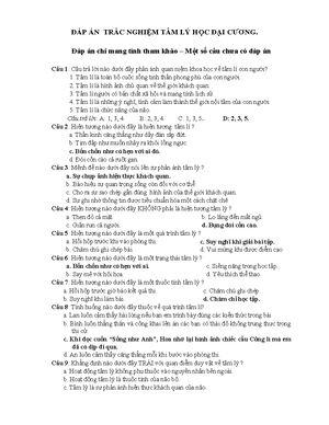 Bo cau hoi trac nghiem tam ly hoc su pham - BỘ CÂU HỎI TRẮC NGHIỆM TÂM LÝ HỌC SƯ PHẠM Câu 1. Đối ...