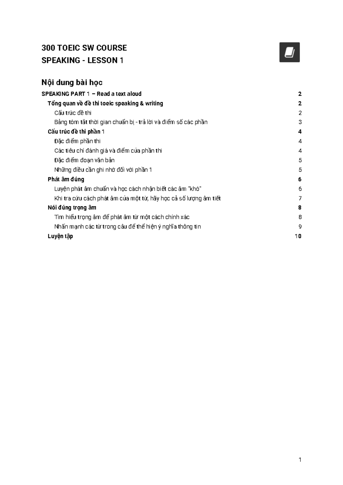 300 TOEIC SW - Speaking & Writing Course Overview and Practice - Studocu