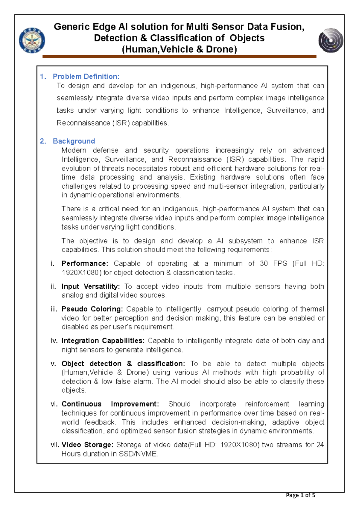 DRDO - Generic Edge AI Solution for Multi-Sensor Data Fusion and Object ...
