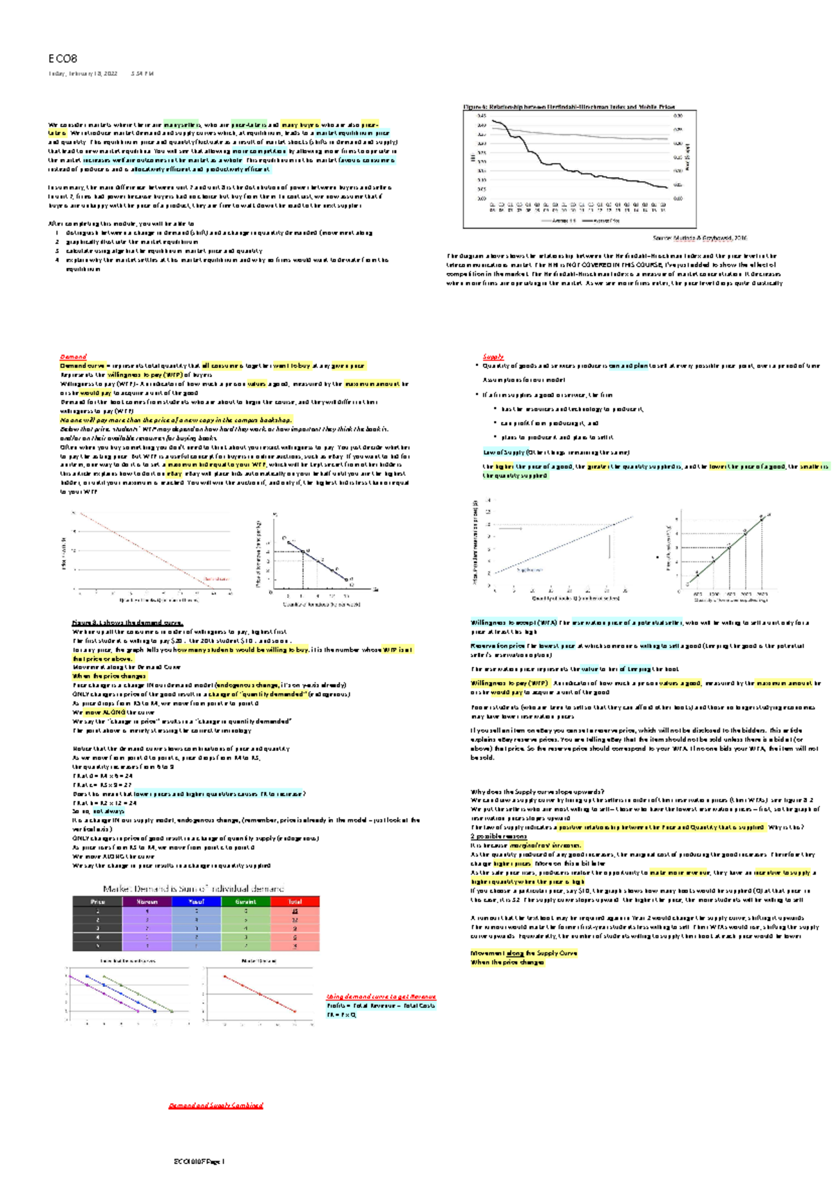 ECO1010F - Unit 8 - Market Demand and Supply LECTURE NOTES - Studocu