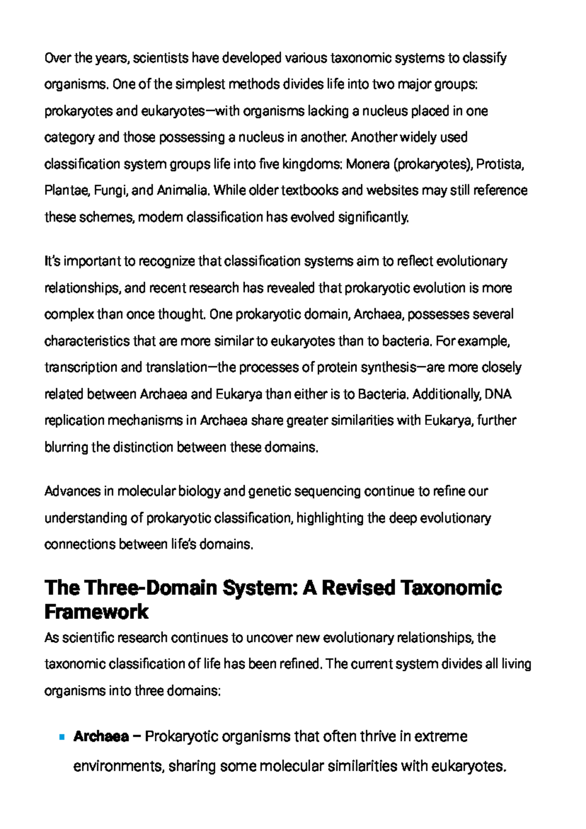 Three Domain System of Life: Taxonomy & Classification Insights - Studocu
