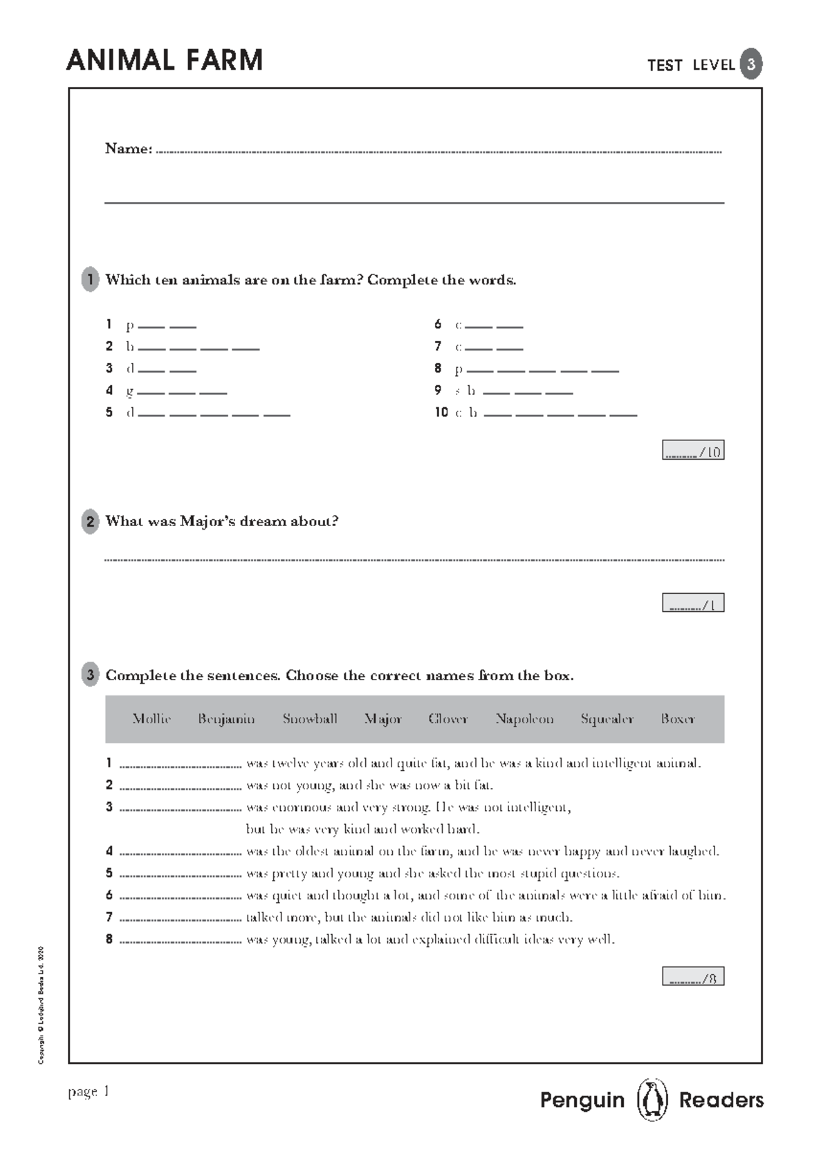 PR Animal Farm Test Level 3 - Comprehensive Review Questions - Studocu
