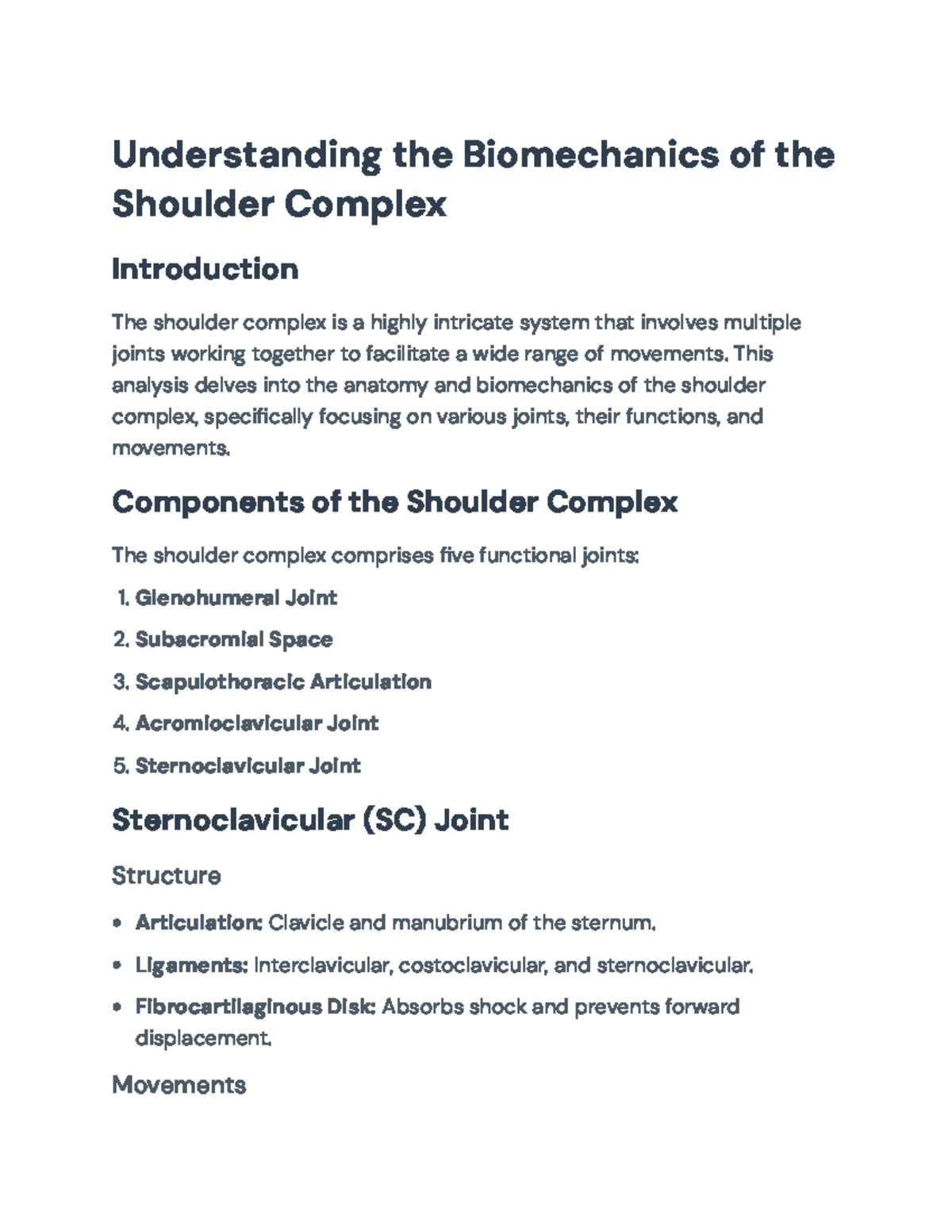 Understanding the Biomechanics of the Shoulder Complex: Anatomy ...