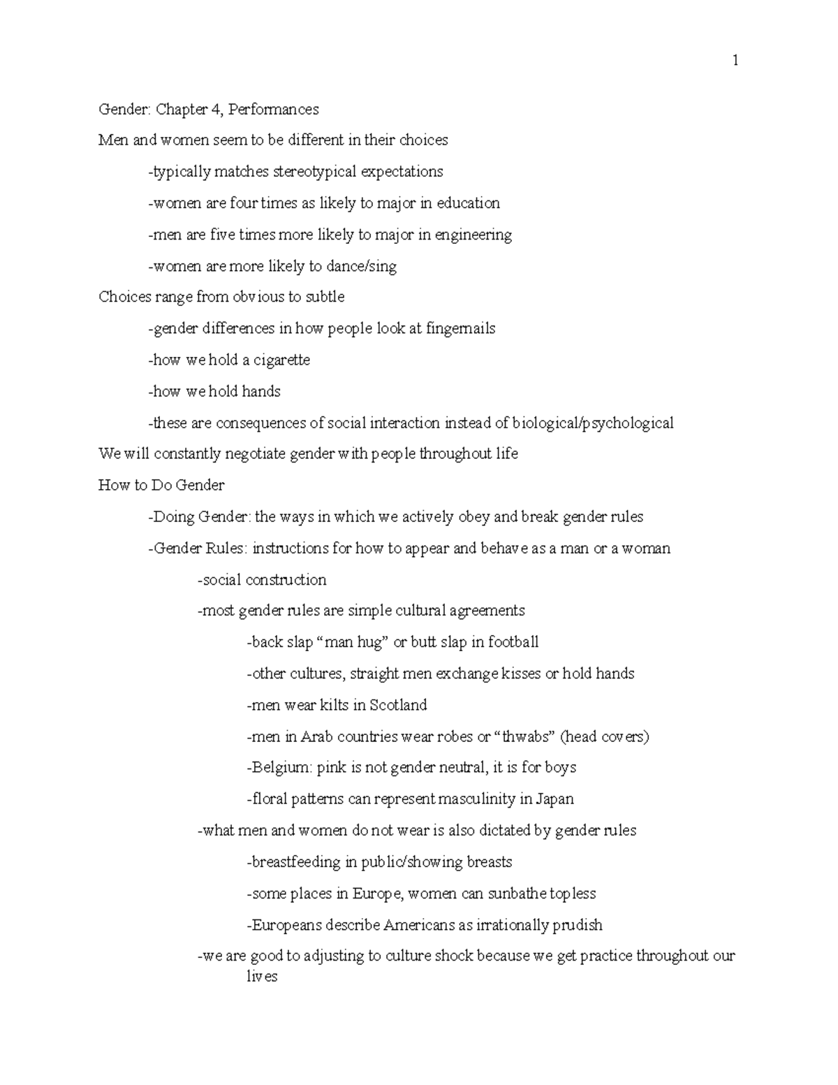 Gender Studies: Textbook Chapter 4 - Performances and Social ...