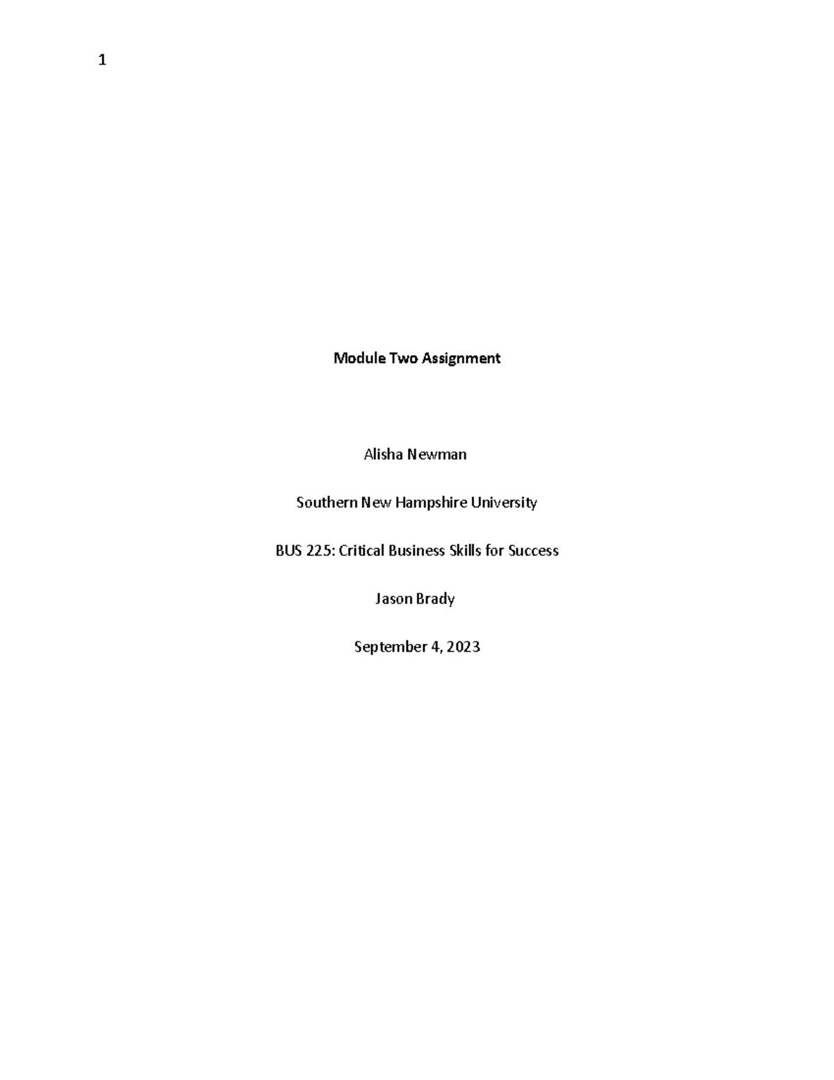 BUS225 Module Two Assignment - Module Two Assignment Alisha Newman ...