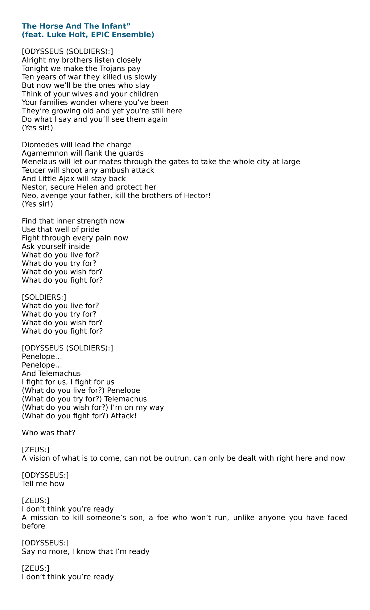 Epic The Musical: A Study of Themes and Characters in the Script - Studocu