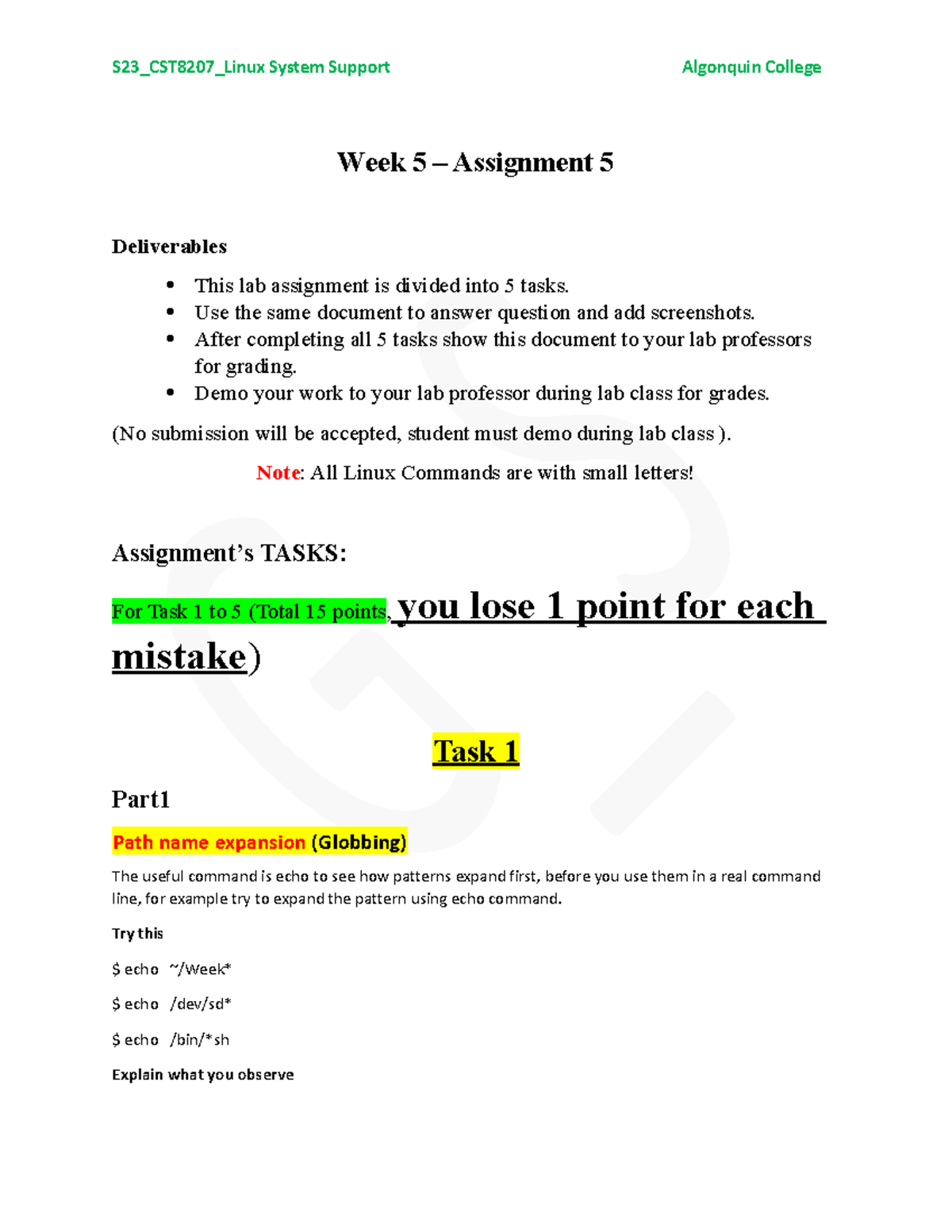 Assignment 5 Week5 - Week 5 – Assignment 5 Deliverables This lab ...
