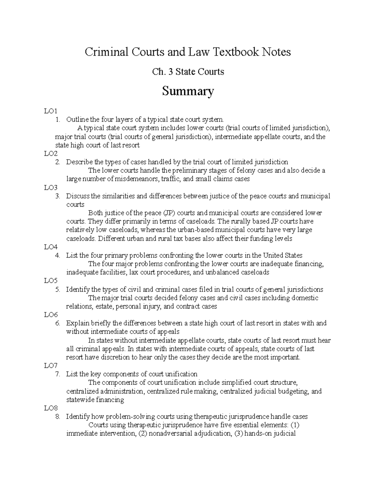 Ch. 3 Notes - This course was taught by Dr. Fox - Criminal Courts and ...