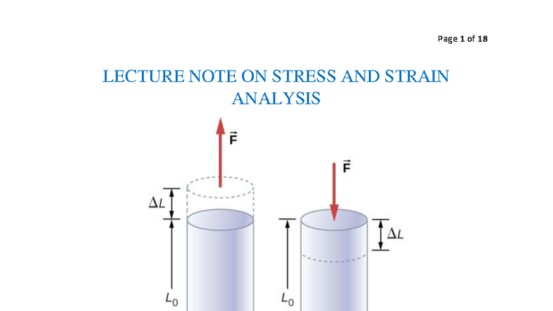 LECTURE NOTE ON STRESS AND STRAIN ANALYSIS FOR MEC107 - Studocu