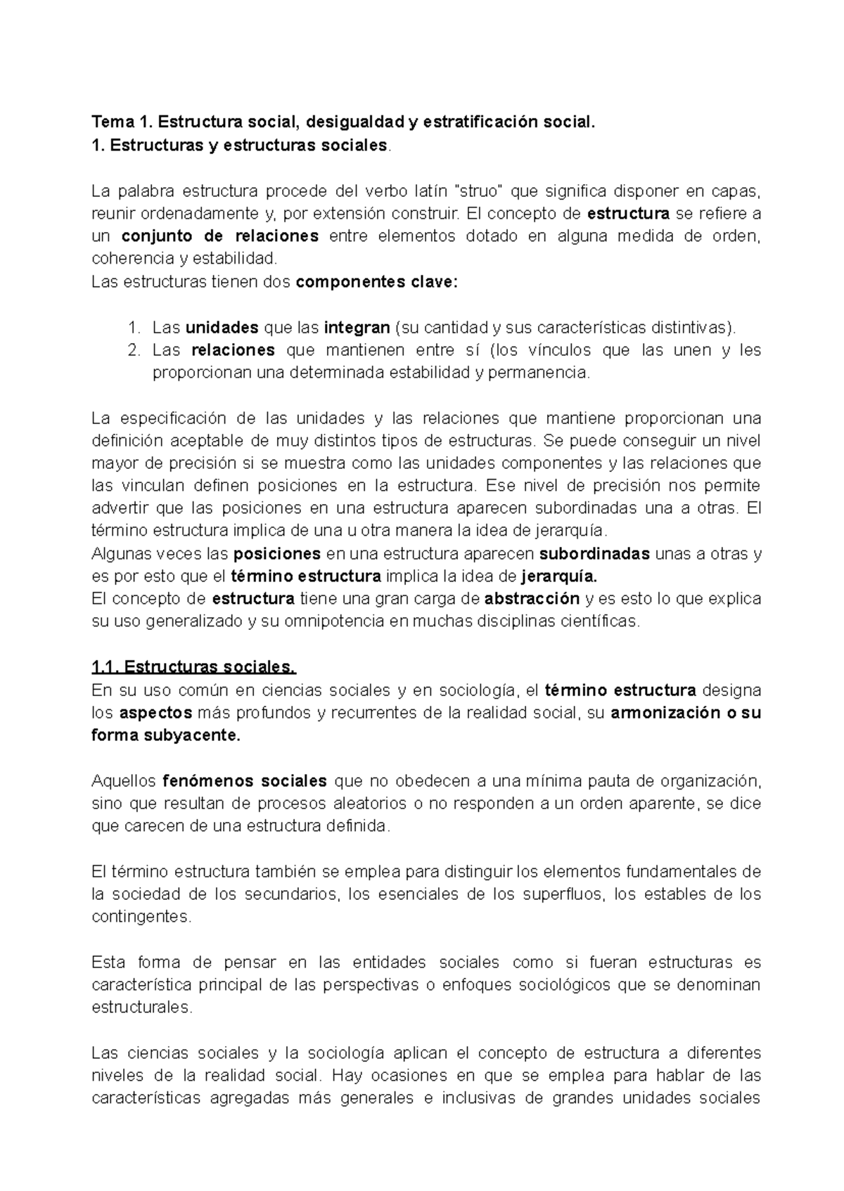 Apuntes sobre Estructura Social y Desigualdad - Curso 101 - Studocu