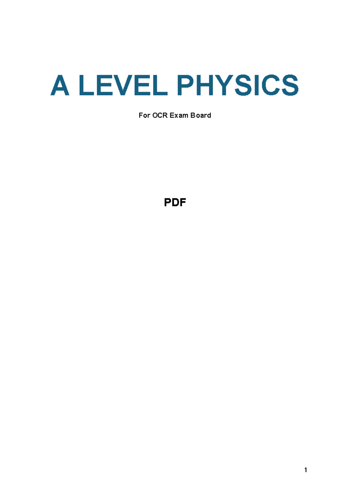 OCR A Level Physics 2025 Study Guide and Exam Preparation PDF - Studocu