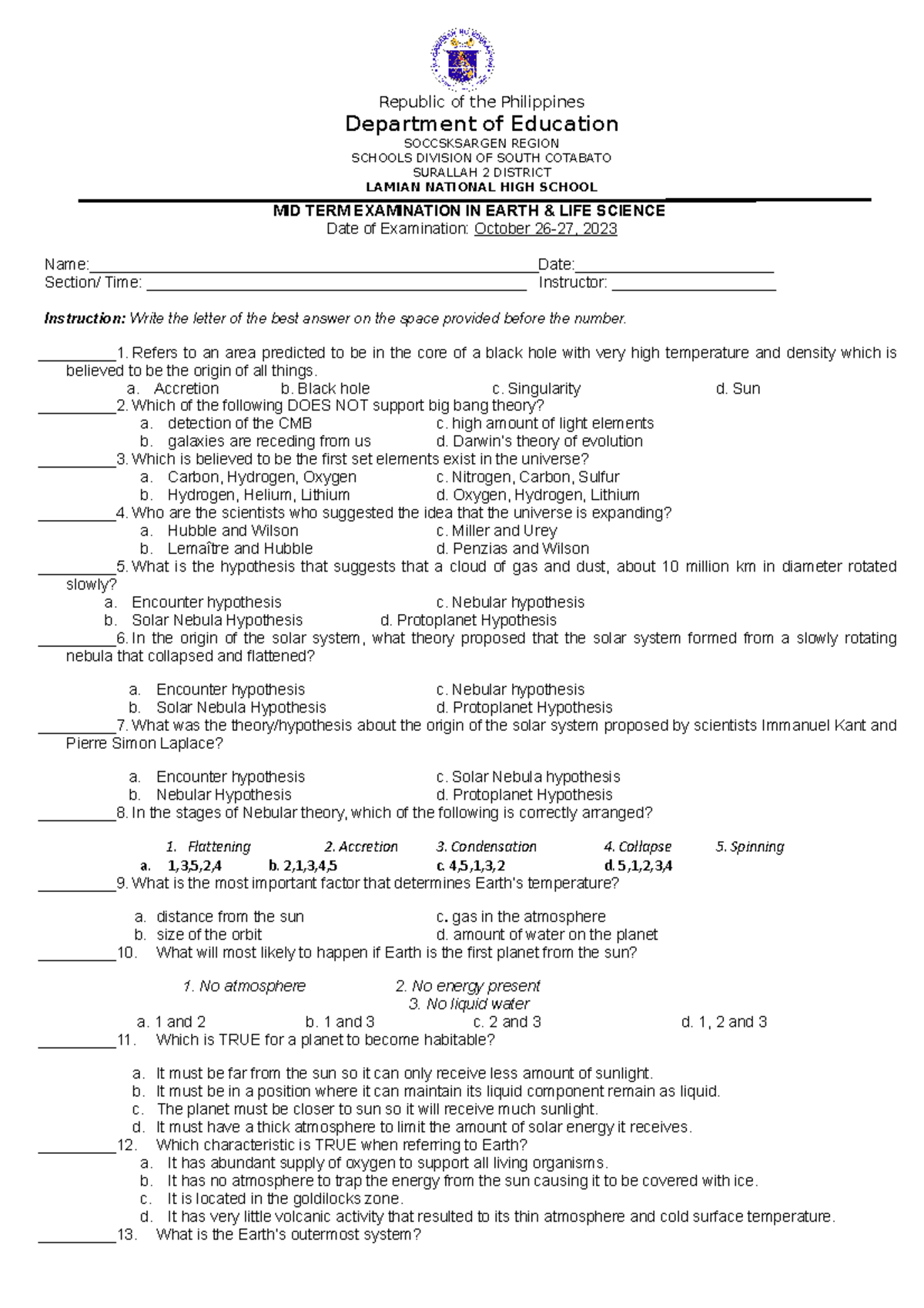 Earth Science Midterm Exam Questions and Answers (2023-2024) - Studocu