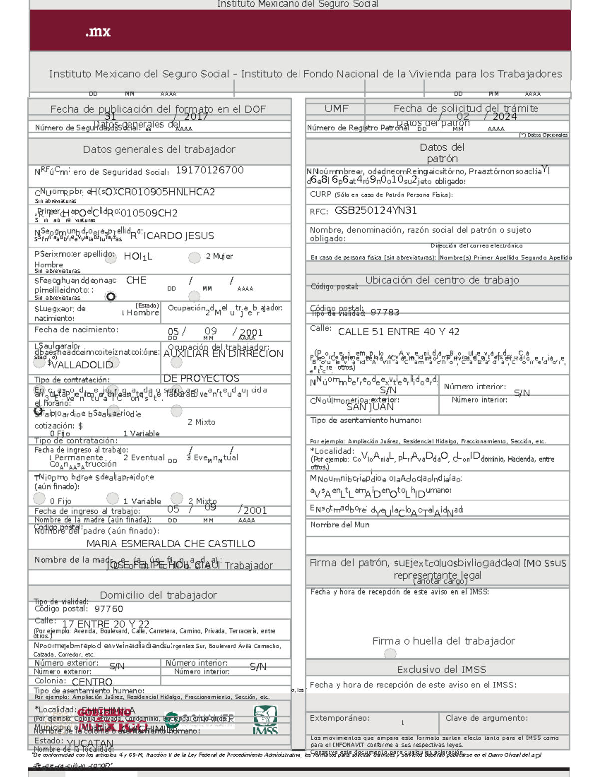 AFIL-02 - Aviso de Inscripción del Trabajador - Formato Editable - Studocu