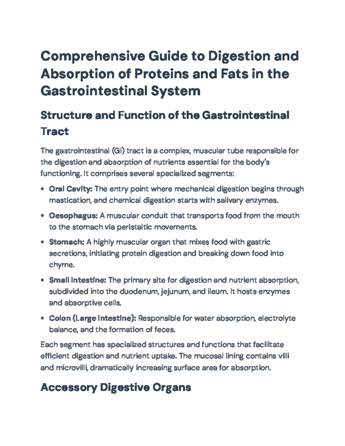 Comprehensive Guide to Digestion & Absorption of Proteins & Fats ...