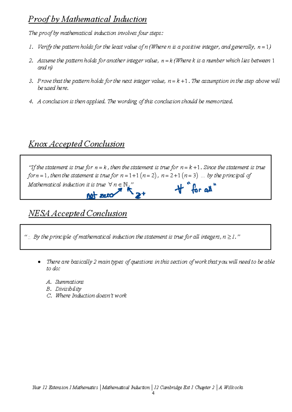 Mathematical Induction Solutions - Year 12 Ext 1 Maths (Cambridge ...
