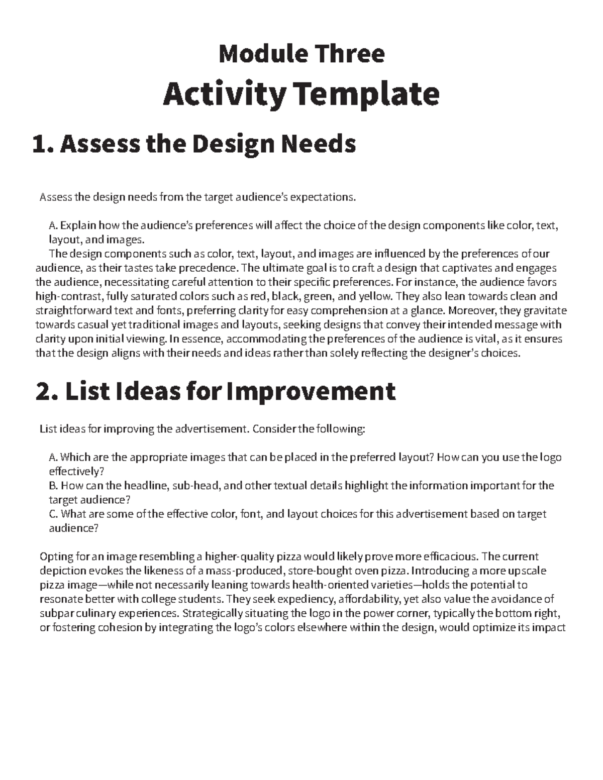 Gonzalez V-GRA 280 Module 3: Advertising Design Activity Template - Studocu