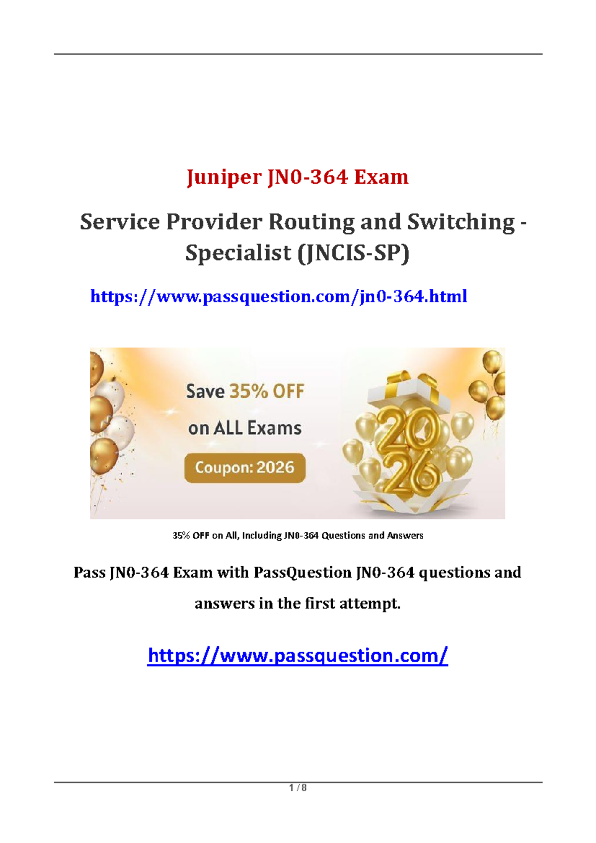 JNCIS-SP JN0-364 Certification Exam Questions and Answers Guide - Studocu