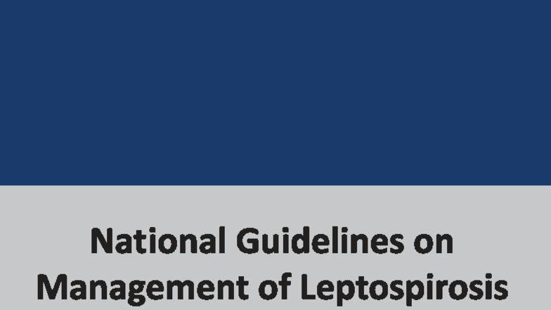 Lepto National Guidelines: Diagnosis, Management, and Surveillance ...