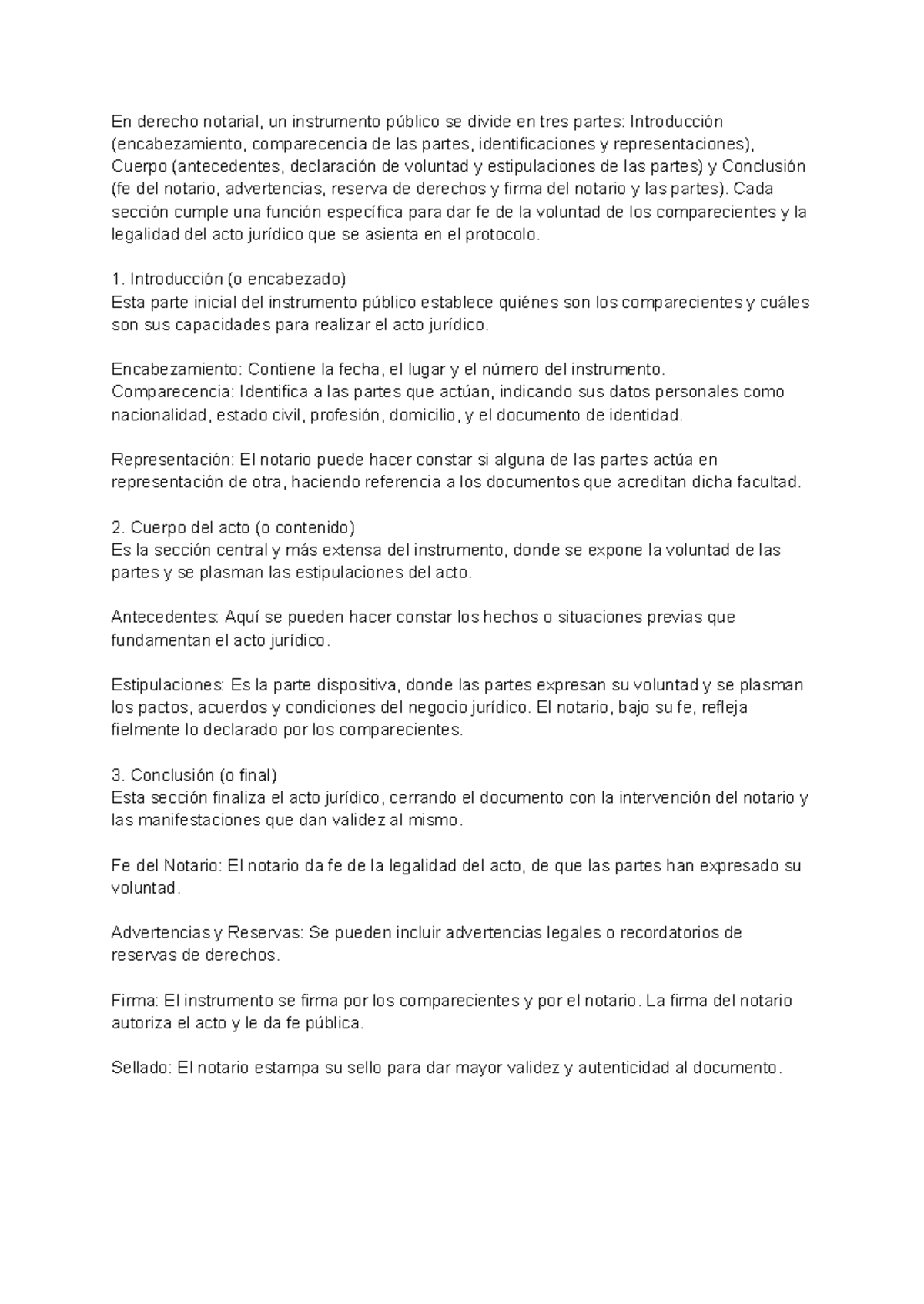 Notarial - Estructura de un Instrumento Público: Apuntes Breves - Studocu