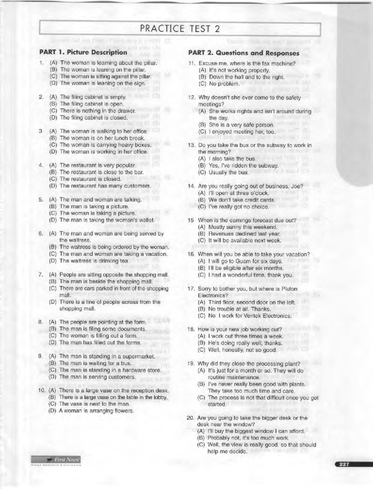 PRACTICE TEST 2: Listening Comprehension & Responses - Studocu
