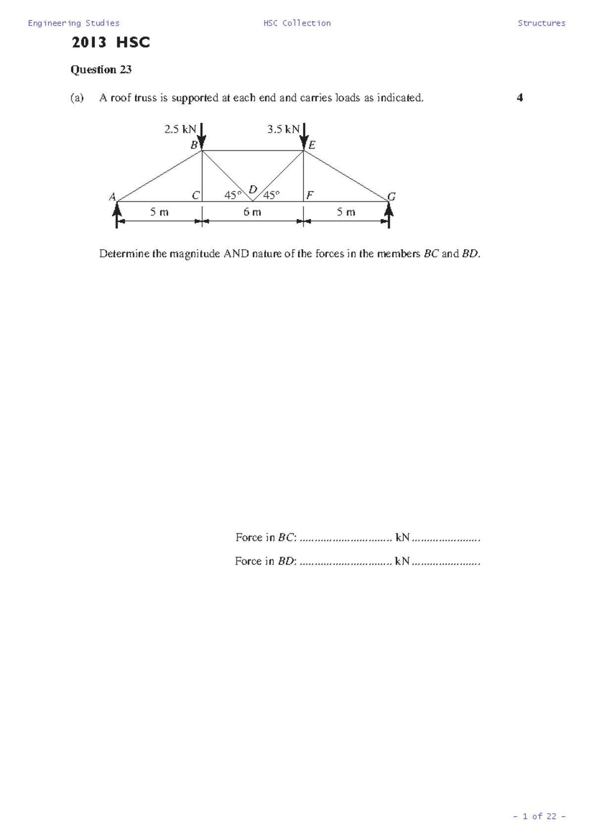 Engineering Studies HSC Collection Structures 2013-2021 Exam Questions ...