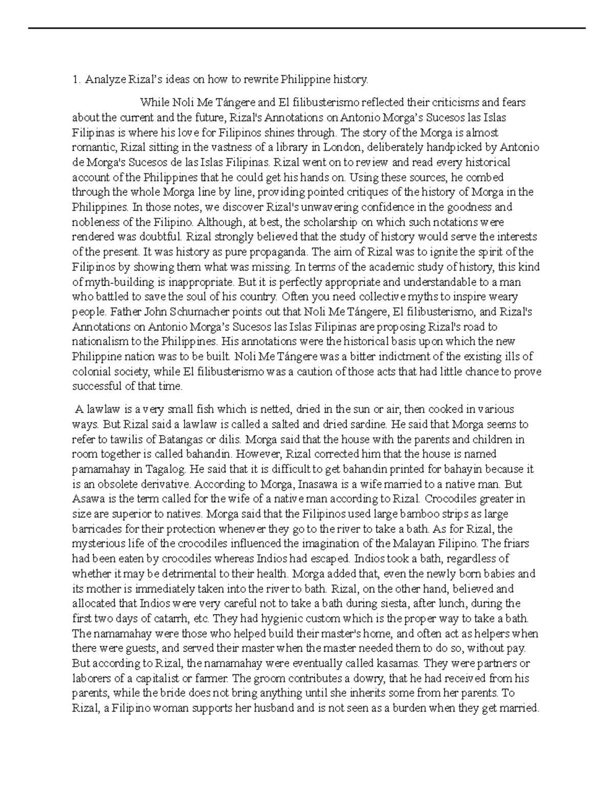 Rizal's Insights on Rewriting Philippine History: An Essay Analysis ...