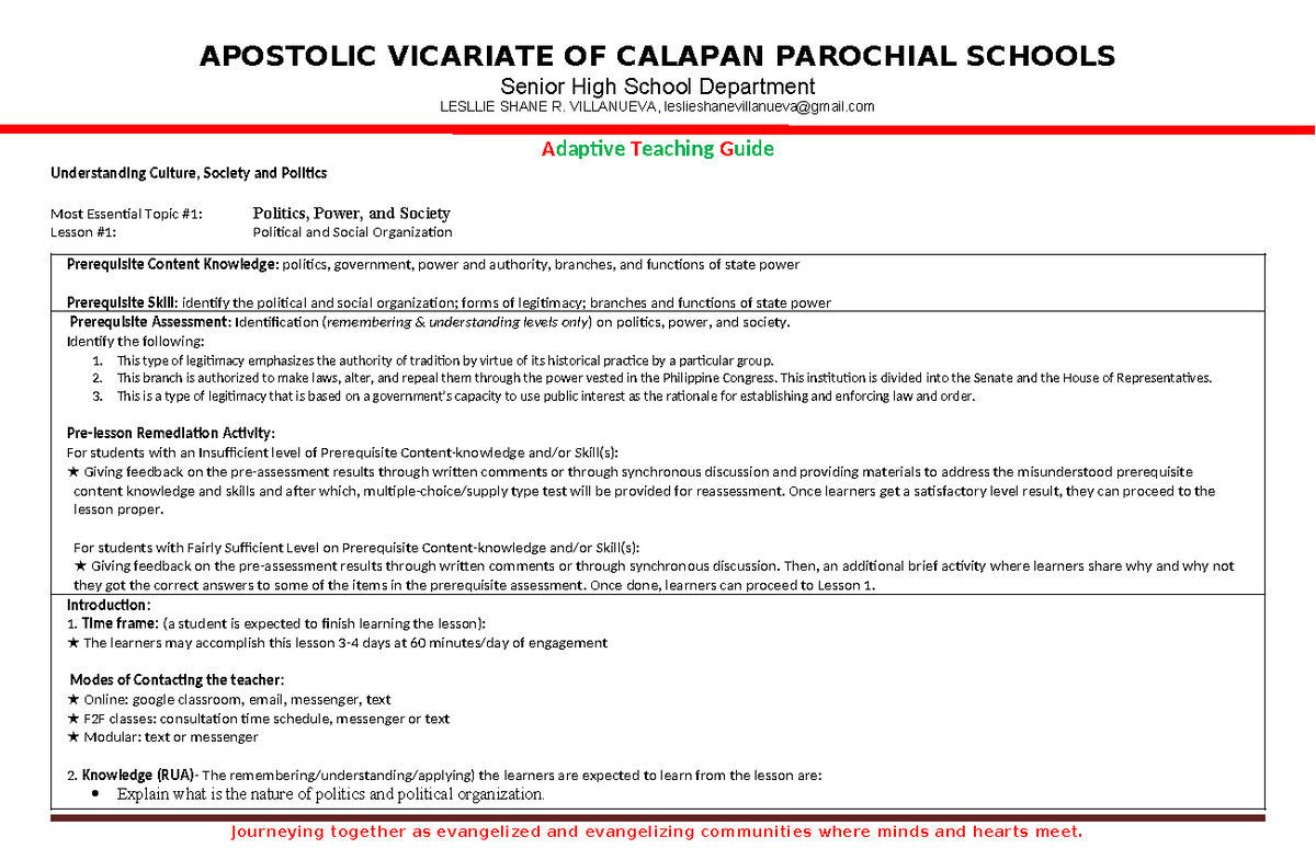 ATG 3: Adaptive Teaching Guide for Culture, Society, and Politics ...