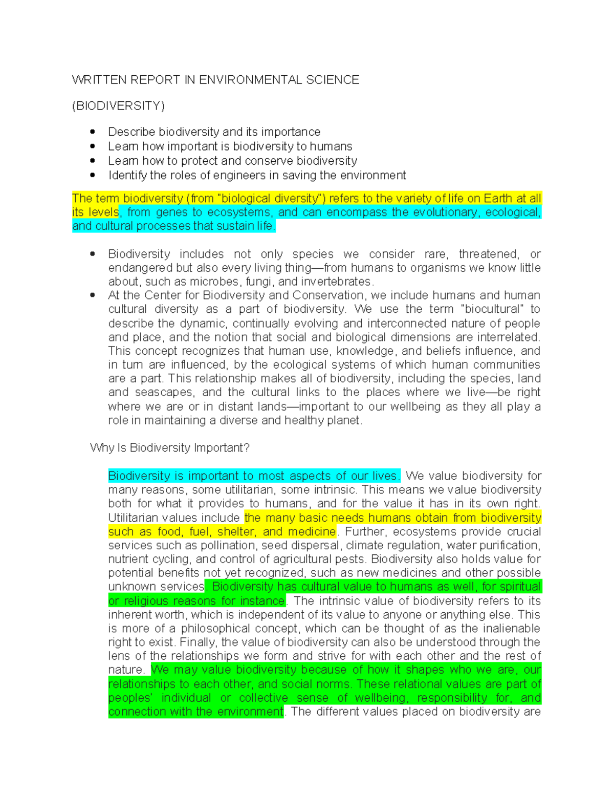 Written Report IN Environmental Science Infos - WRITTEN REPORT IN ...