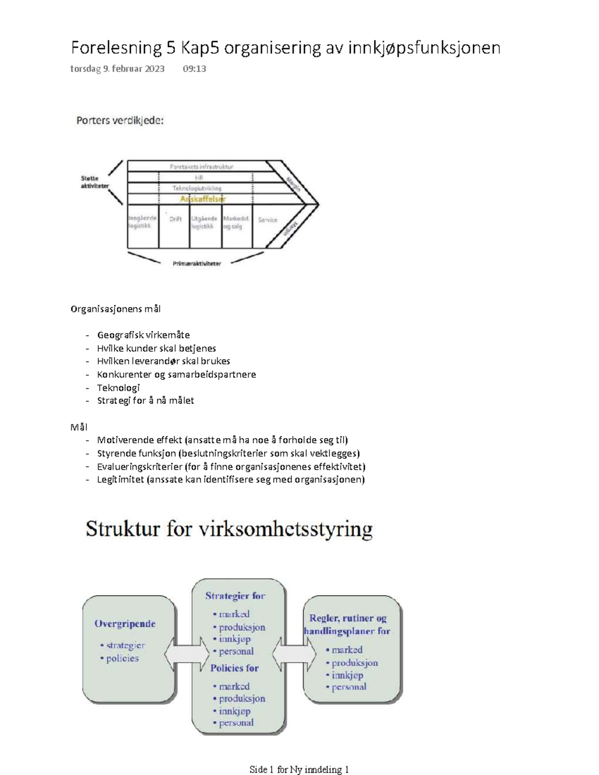 Log505 Kap 5: Organisering av Innkjøpsfunksjonen - Fordeler og Ulemper ...