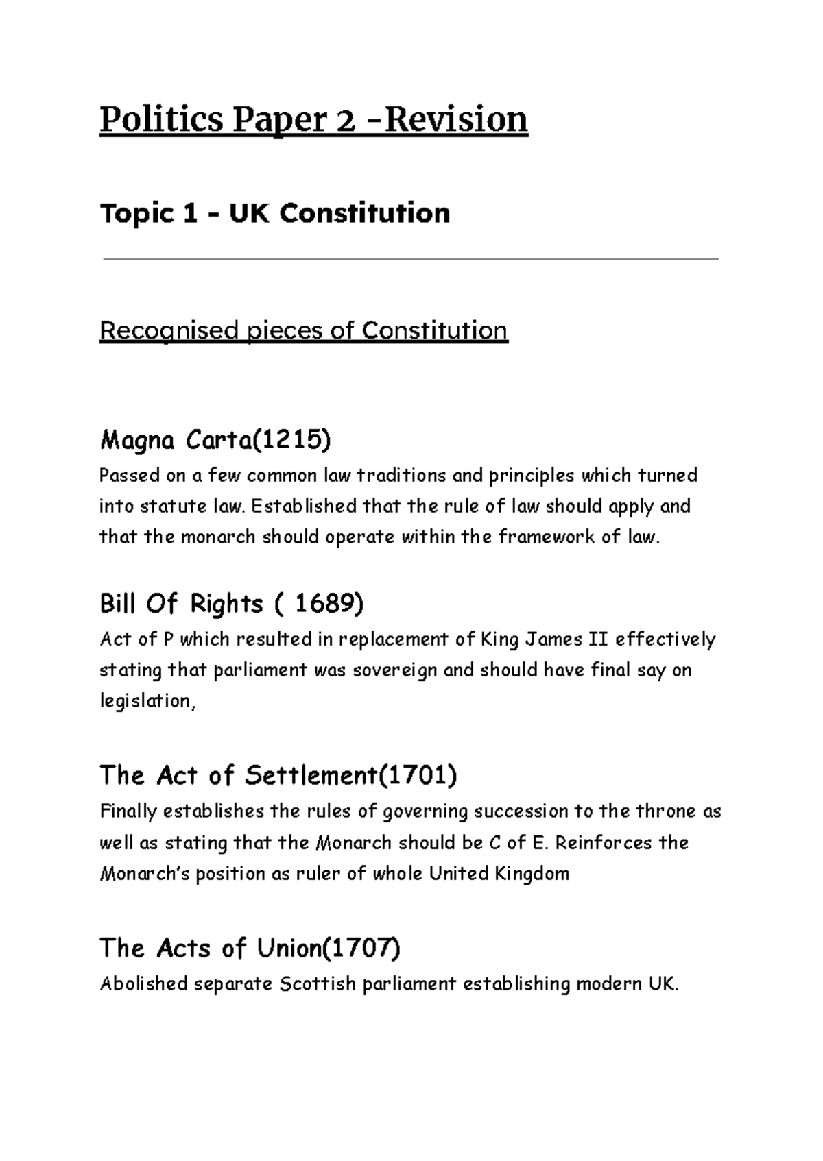 A Level Politics - Democracy and Suffrage: Key Notes & Essay Prep - Studocu