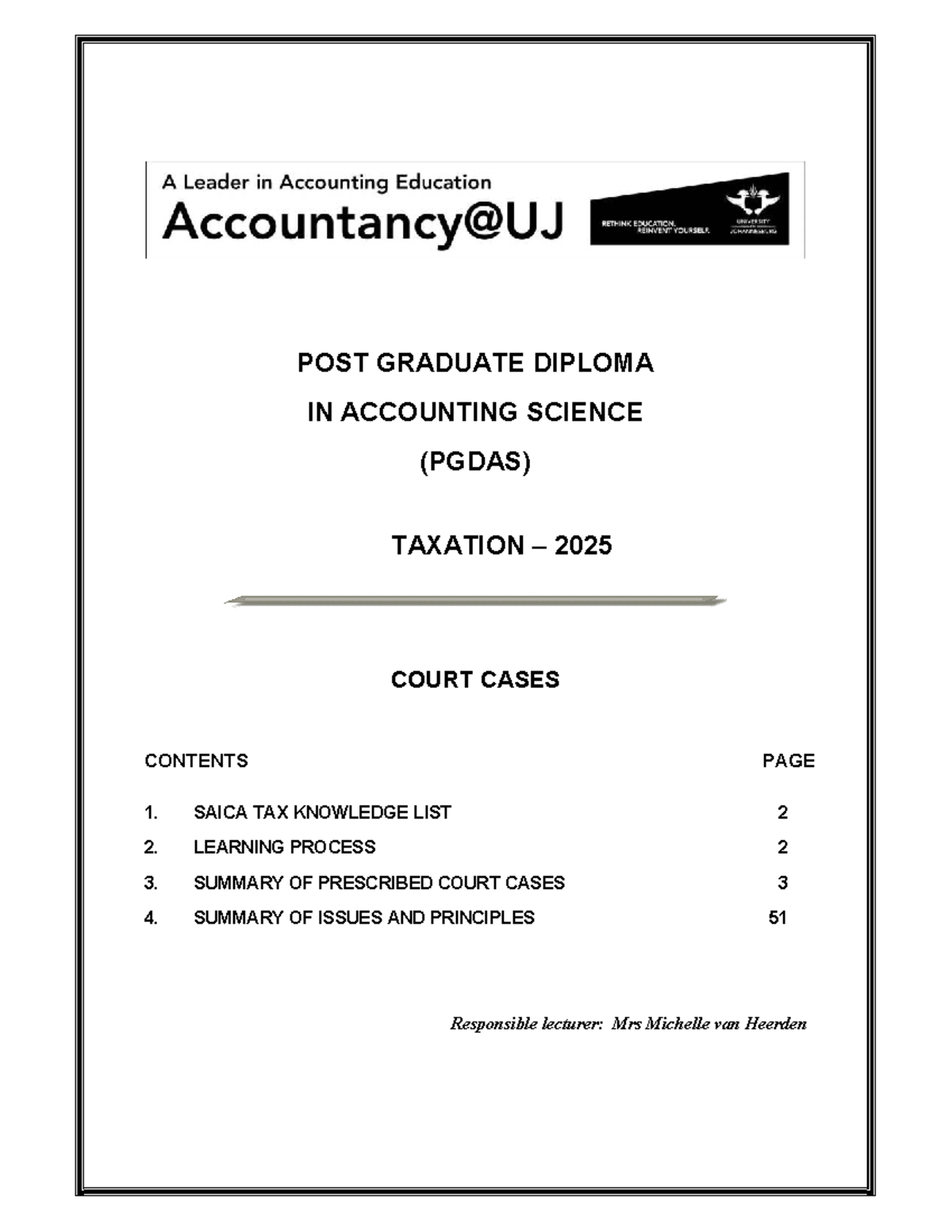 PGDAS Taxation 2025: Summary of Key Court Cases and Principles - Studocu