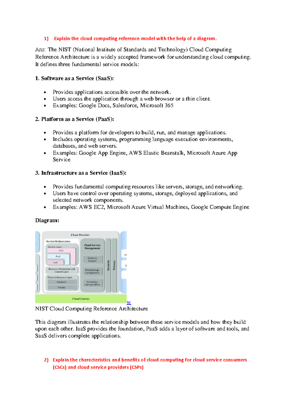 Cloud Computing - solved Previous Paper - 1) Explain the cloud ...