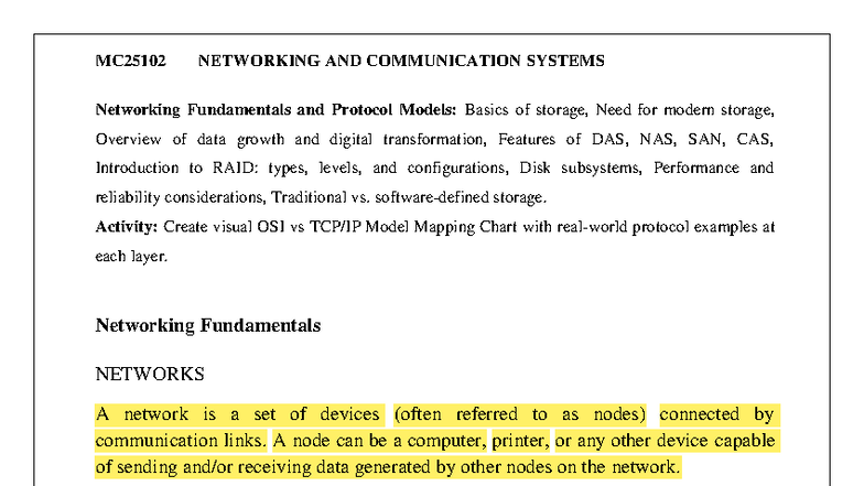 MC25102 Networking Fundamentals: OSI Model & Protocols Overview - Studocu
