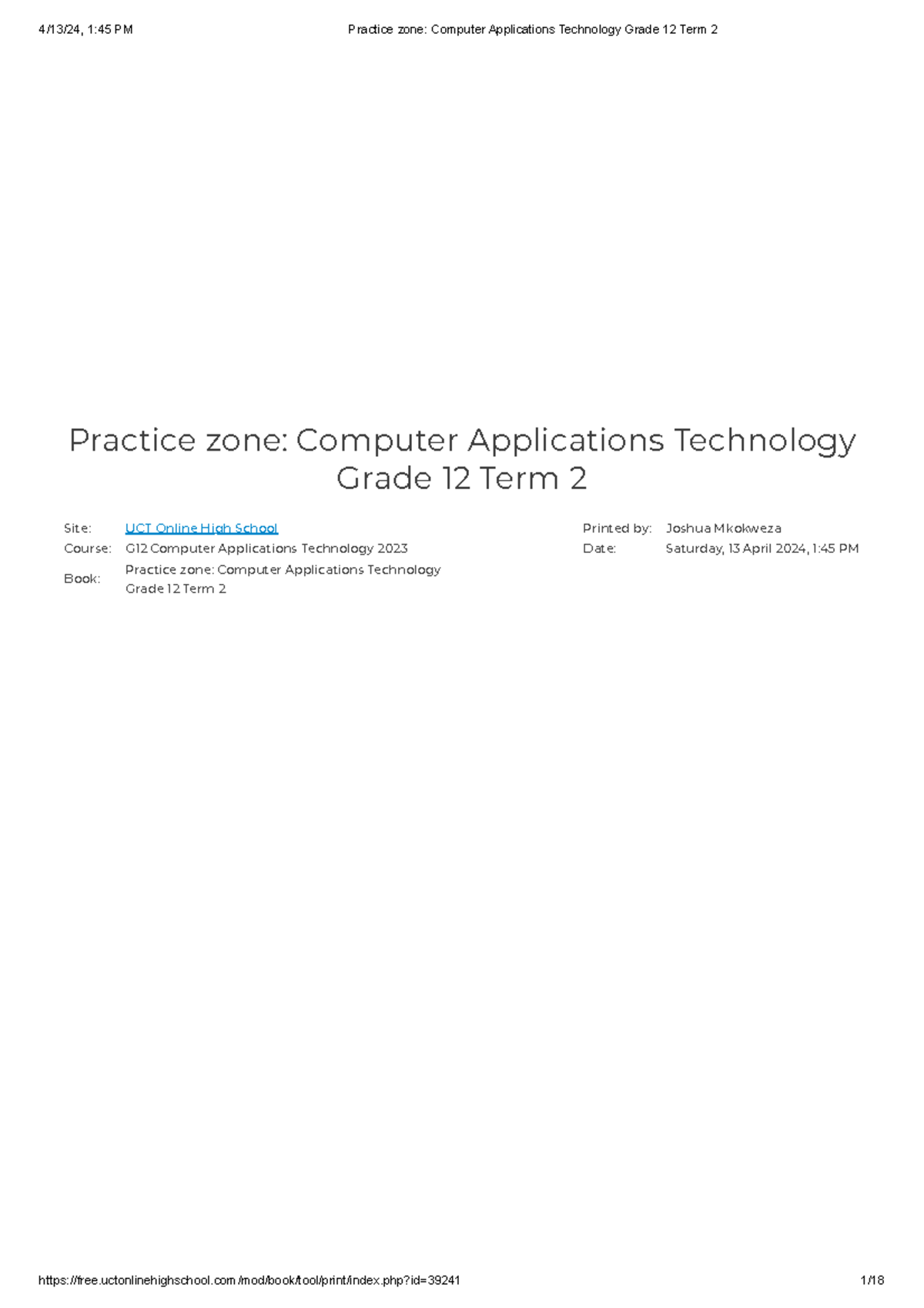 Practice Zone: G12 Computer Applications Tech Term 2 Revision Guide ...