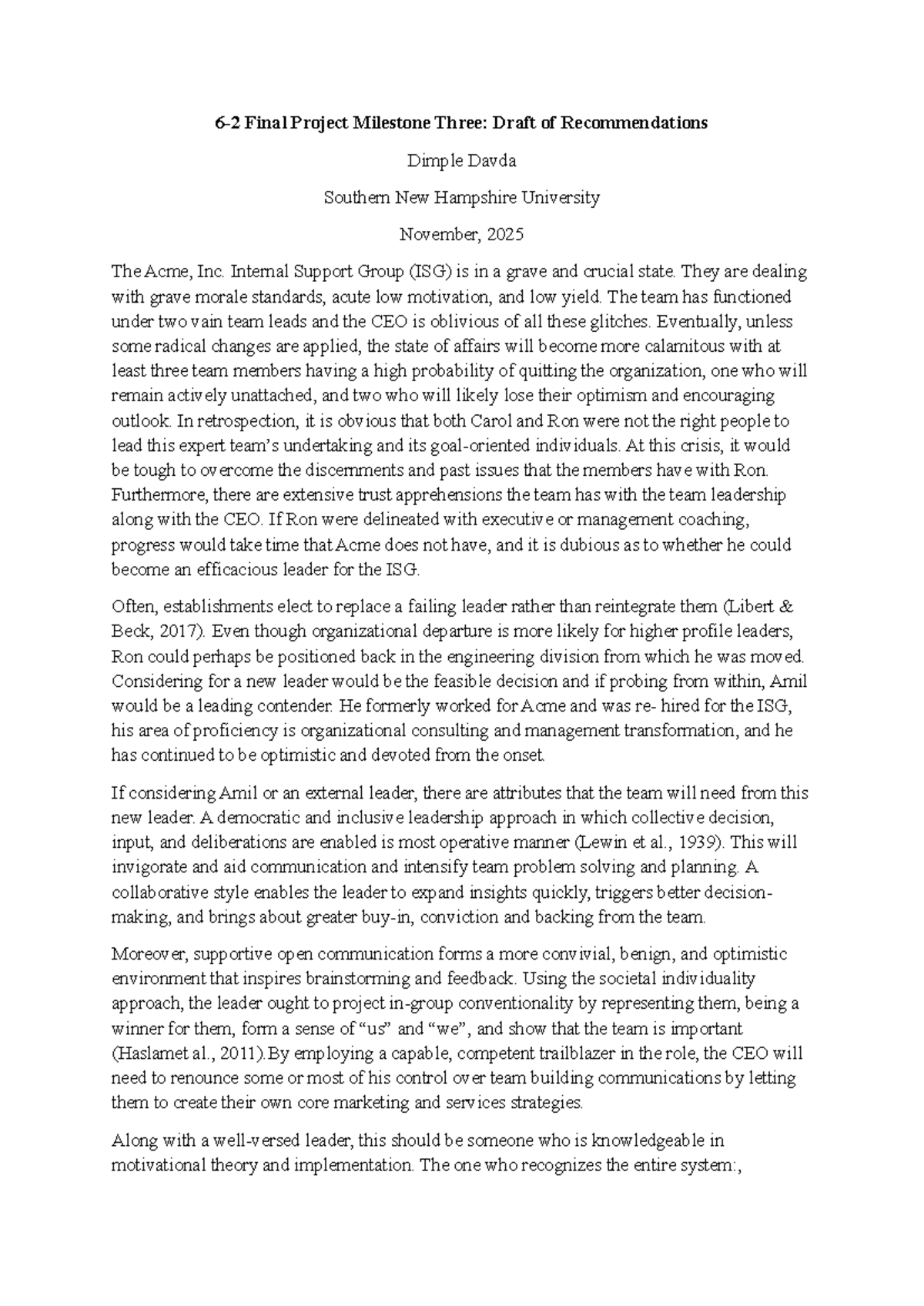 6-2 Final Project Milestone Three: Recommendations for ISG Leadership ...