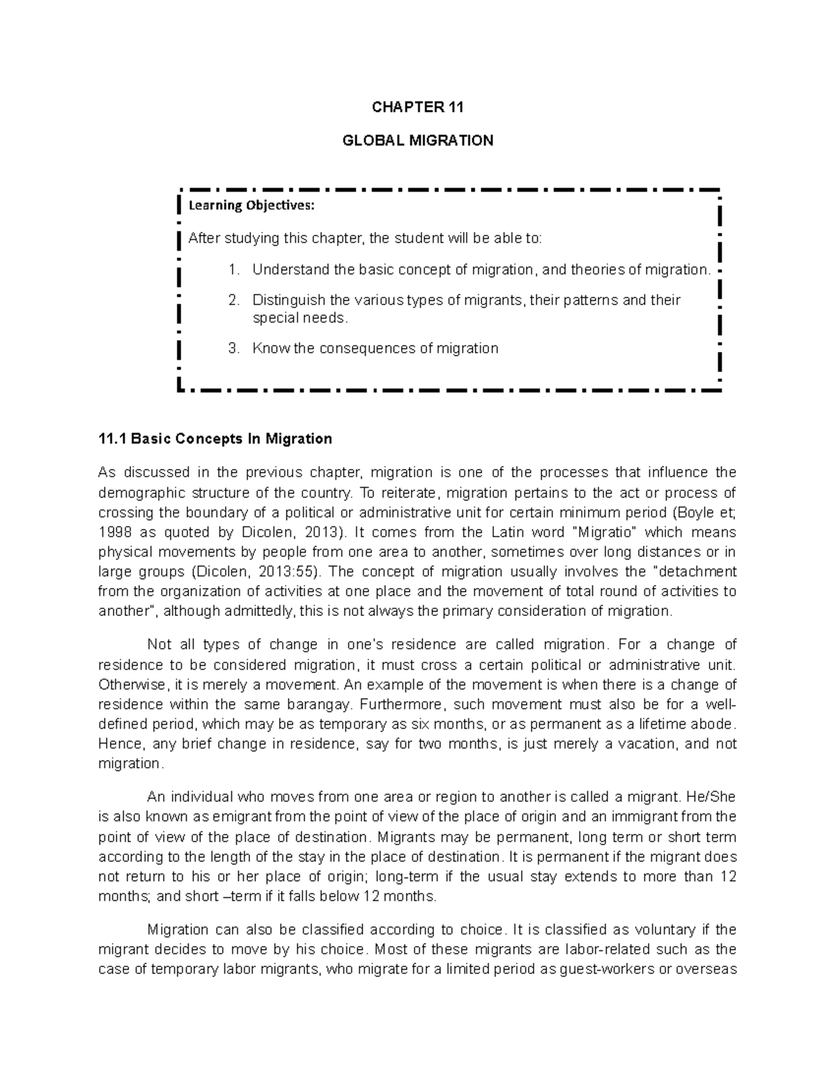 Chap 11 - Contemporary World - CHAPTER 11 GLOBAL MIGRATION 11 Basic ...