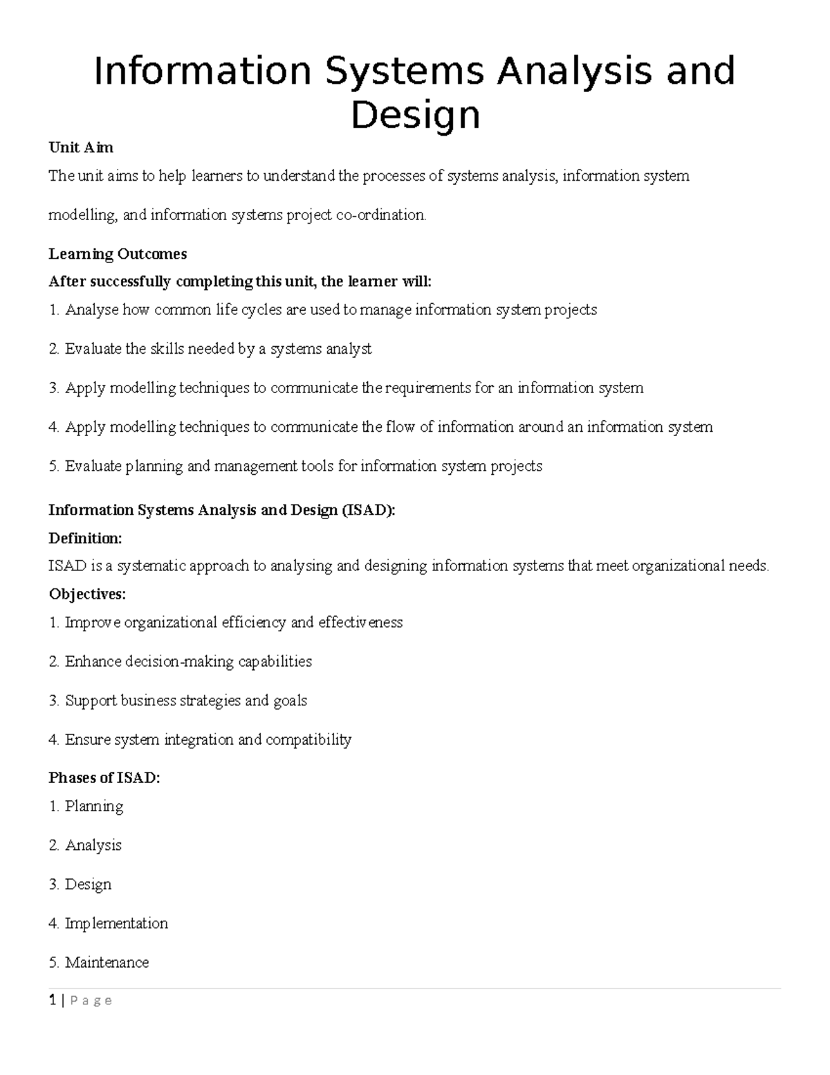 ABMA CIS Information Systems Analysis and Design Overview and Phases ...
