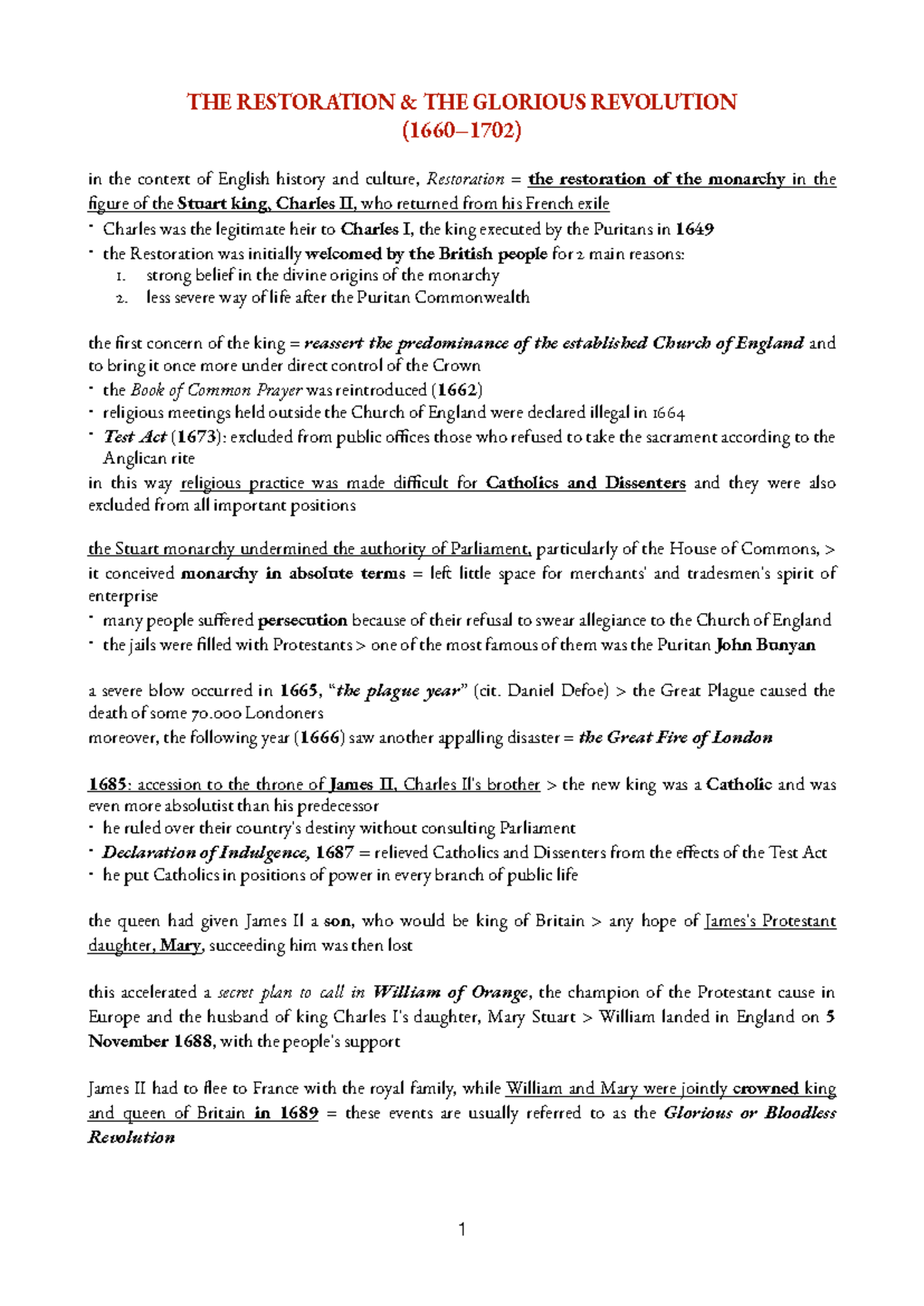 The Restoration and Glorious Revolution: Key Events & Cultural Impact ...