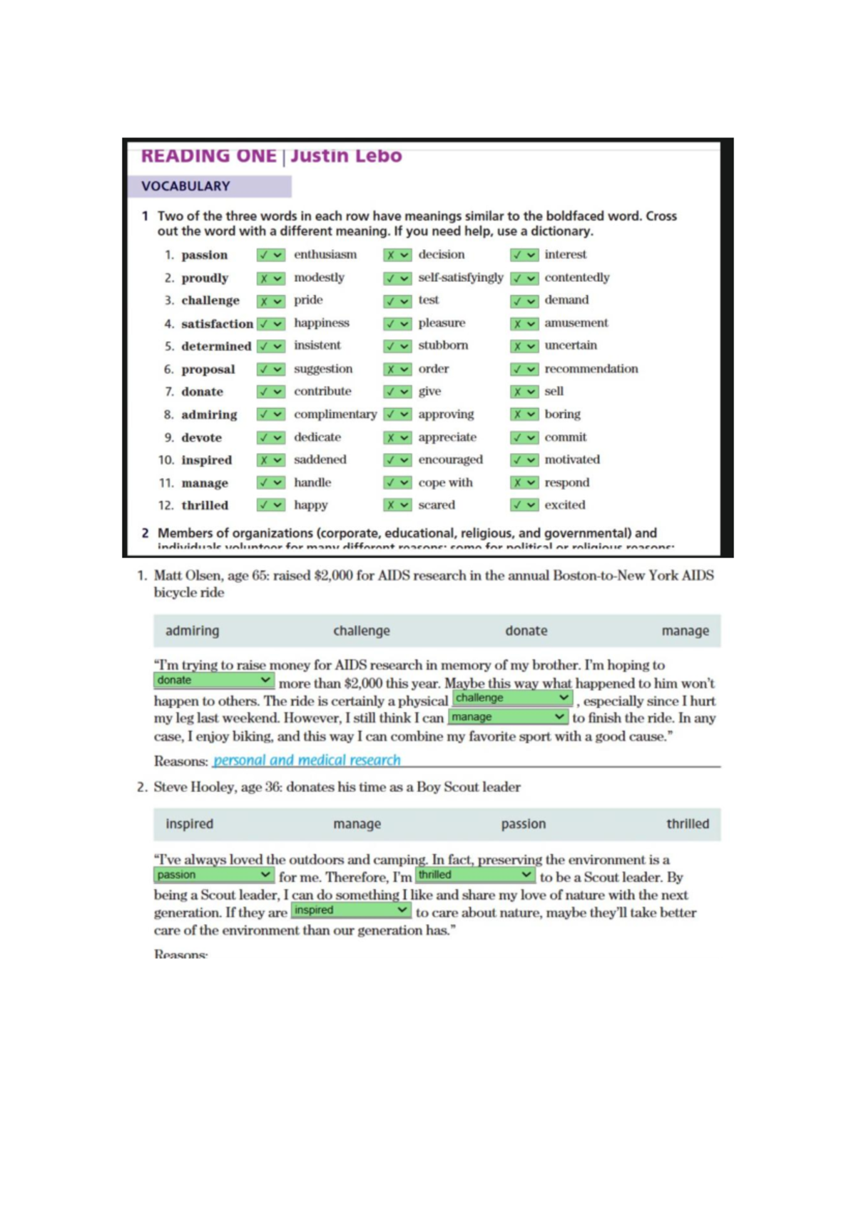 AVANZADO VOCABULARY 1: Synonyms and Contextual Meanings - Studocu