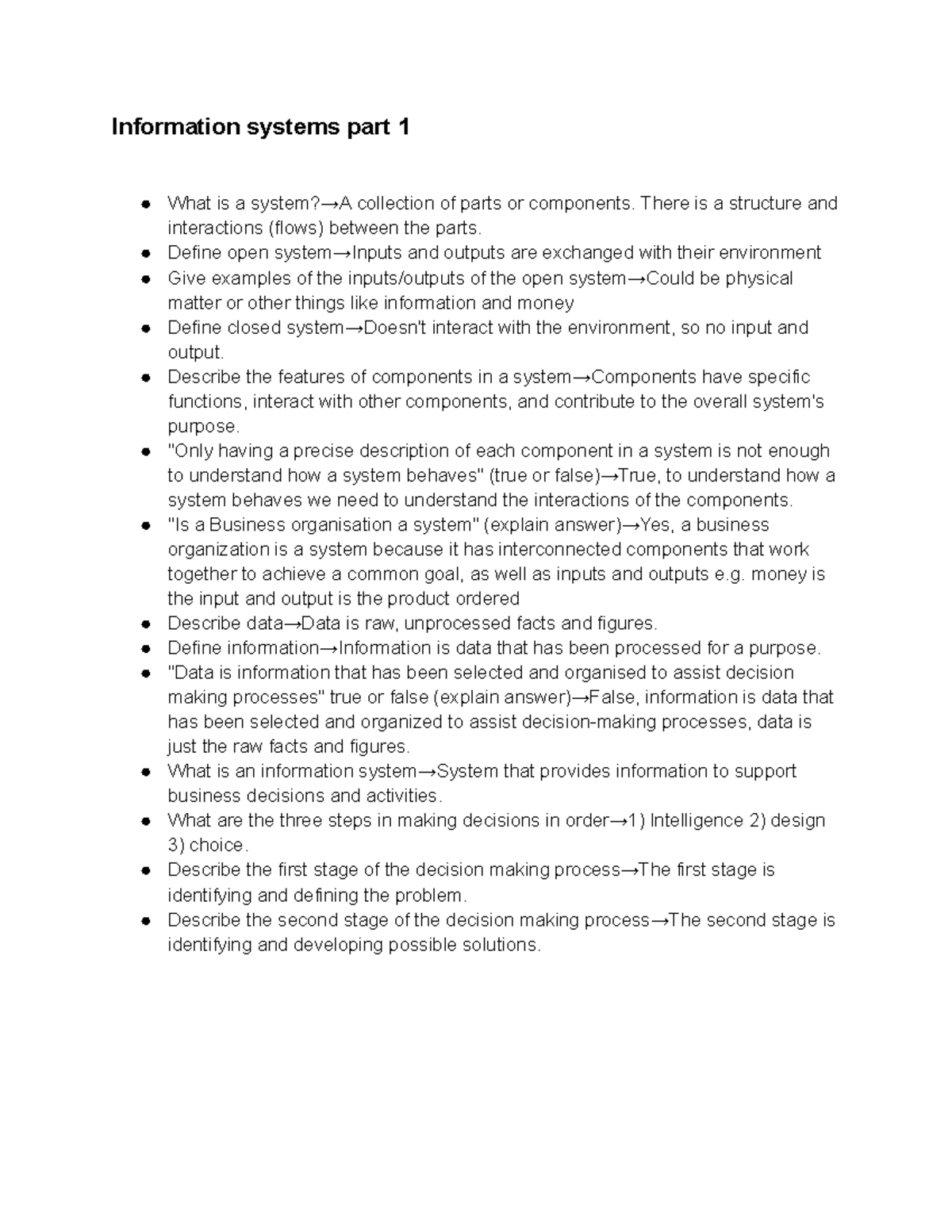 Information Systems 1 - Key Concepts and Definitions - Studocu