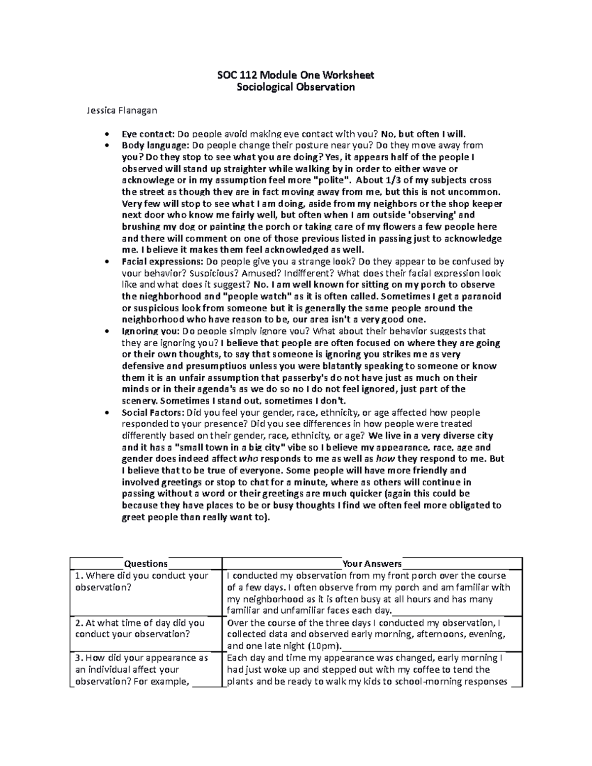 SOC 112 Module One Sociological Observation Worksheet - Studocu