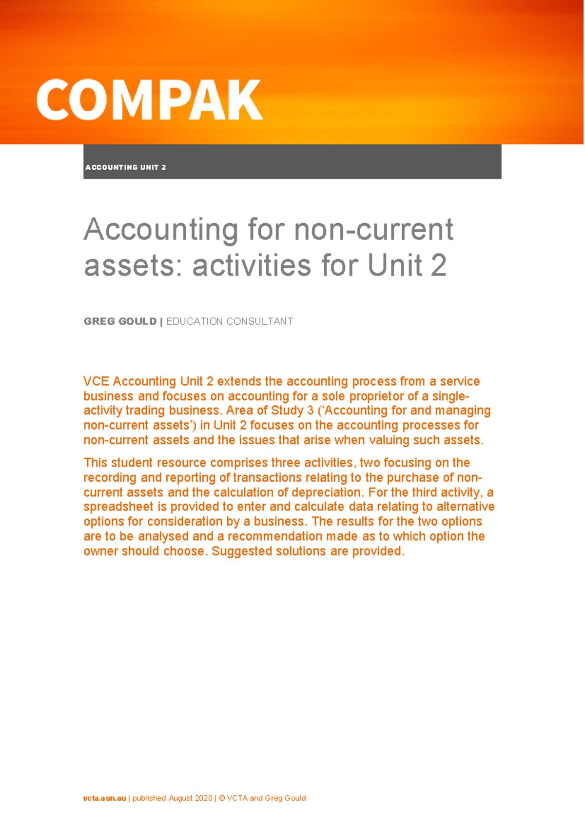 COMPAK ACCOUNTING UNIT 2: ASSET MANAGEMENT ACTIVITIES & DEPRECIATION ...