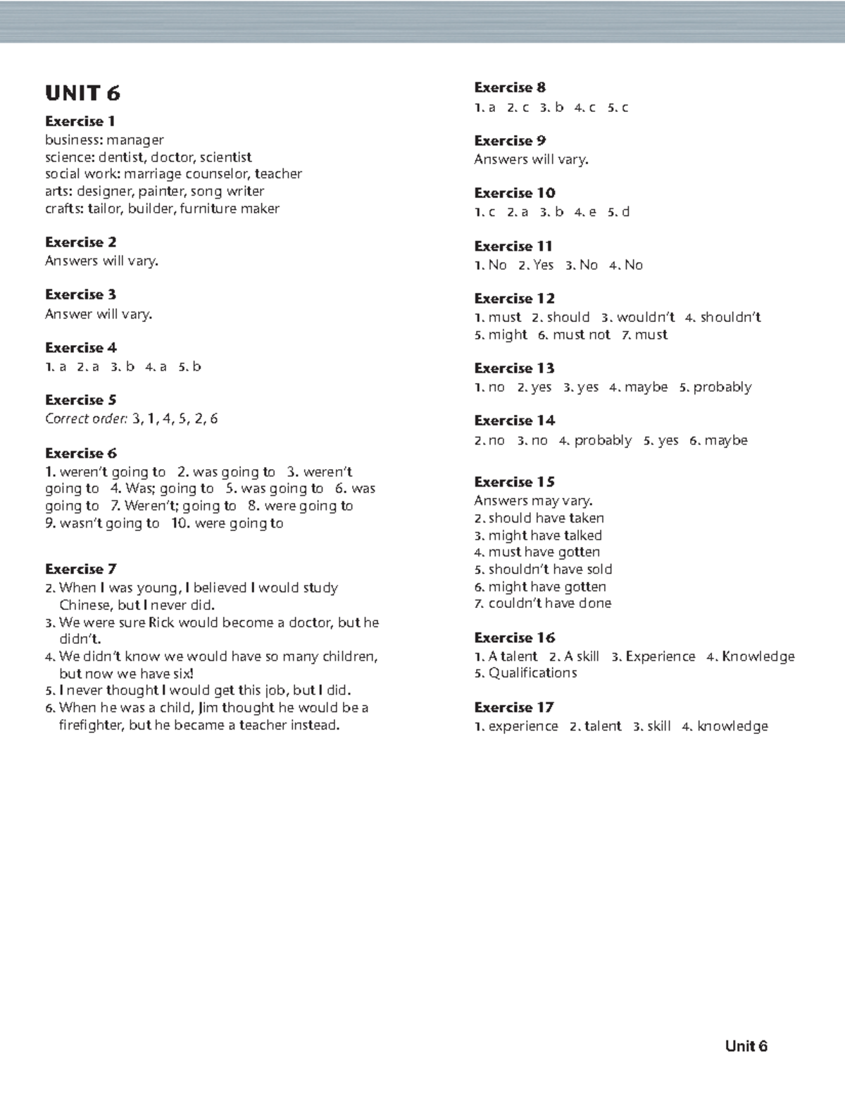 725260895 Top Notch 3b Workbook Answer Key - 3rd Edition (Units 6-10) - Studocu