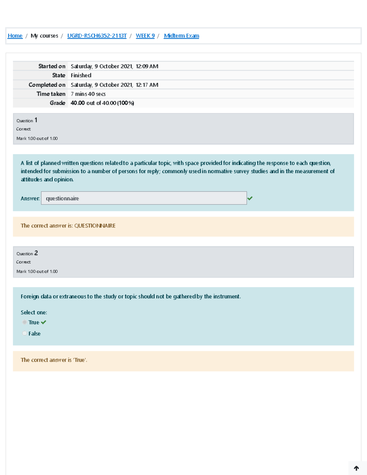 Midterm Exam Review of Research Methods (UGRD-RSCH6352-2113T) - Studocu