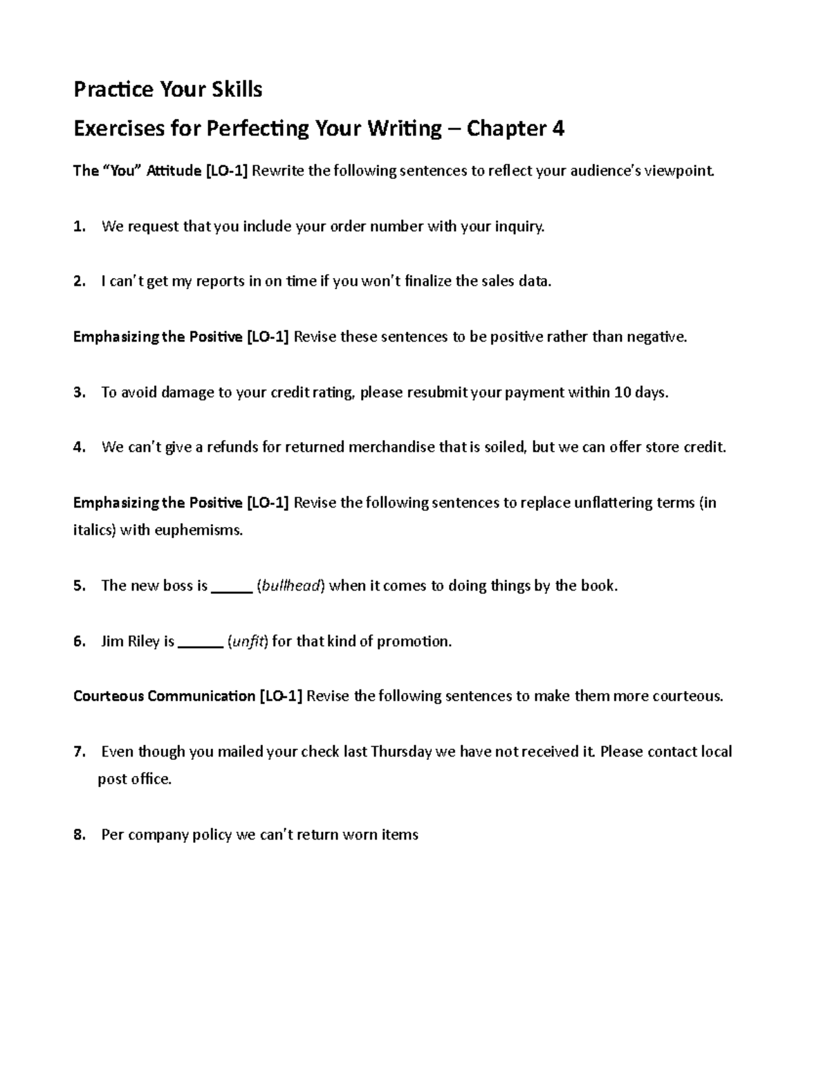 Chapter 4 - Exercises for Improving Writing Skills (Pearson) - Studocu