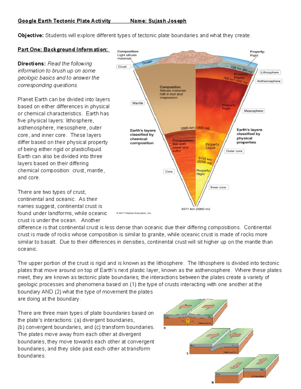 Google Earth Tectonic Plate Boundaries Exploration Activity - Studocu